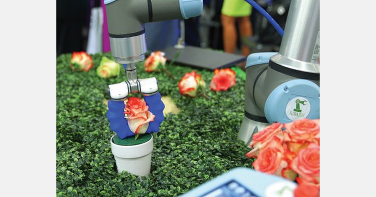 Robots arranging flowers